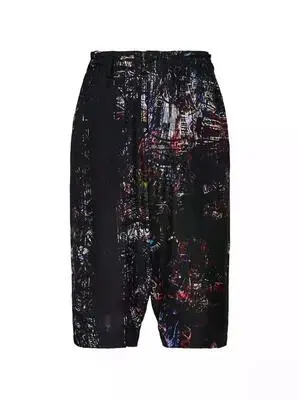 Yohji Yamamoto Graphic-print Cropped Trousers