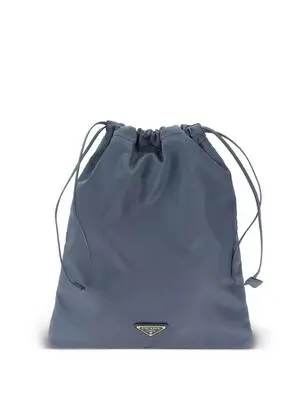 Prada Logo Plaque Drawstring Shoulder Bag