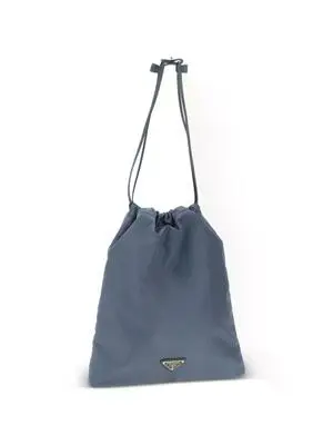 Prada Logo Plaque Drawstring Shoulder Bag