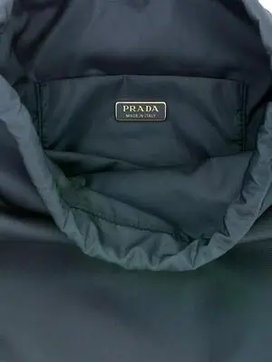 Prada Logo Plaque Drawstring Shoulder Bag