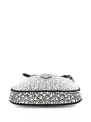 Prada Cleo Embellished Satin Shoulder Bag - Black