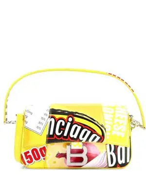 Balenciaga Hourglass Sling Convertible Printed Leather Shoulder Bag - Multicolour