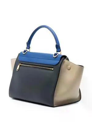 Celine 2015 Small Tricolor Trapeze Satchel - Black