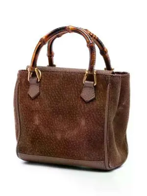 Gucci 20th Century Mini Suede Bamboo Satchel