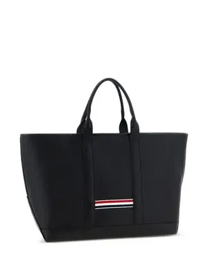 Thom Browne Medium Leather Tote Bag - Black