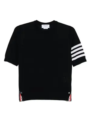 Thom Browne Wool Crewneck Sweater With Signature Grosgrain Details - Blue