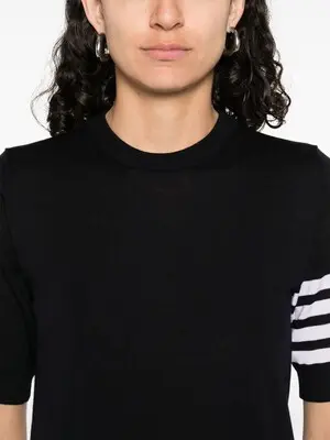 Thom Browne Wool Crewneck Sweater With Signature Grosgrain Details - Blue