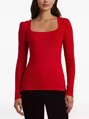 Ralph Lauren Puff-sleeve Square-neck Top
