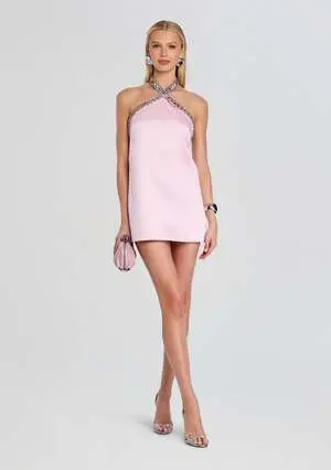 Retrofete Sabry Embellished Mini Dress - Rosa
