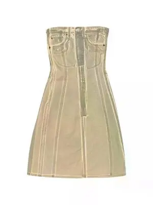 Acne Studios Denim-print Mini Dress - Neutrals