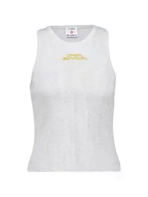 Casablanca Ribbed-knit Tank Top - Grey
