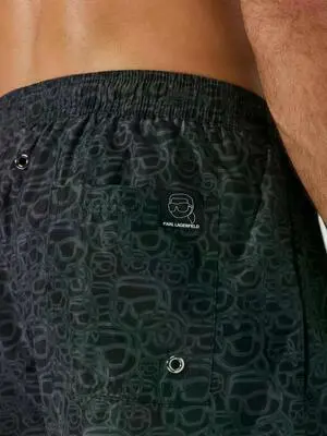 Karl Lagerfeld Ikon Sketch Face Patterned Swim Shorts