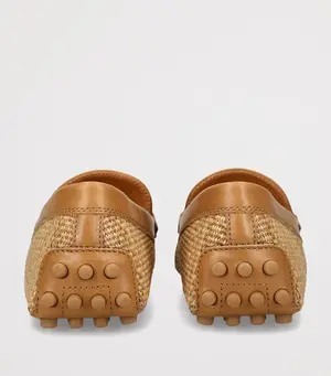 TOD'S Raffia Gommino Loafers - Beige