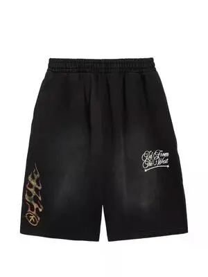 KIDWEST Flame-print Logo Shorts