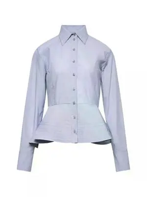 Stella McCartney Peplum Hem Long Sleeve Shirt - Blue