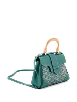 Goyard Structured Saigon Top Handle Bag Coated Canvas With Leather Mini Satchel - Green