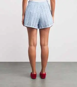 Sandro Crochet Embellished Wide Leg Shorts - Blue
