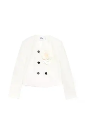 SELF-PORTRAIT Floral Appliqué Fitted Jacket - Neutrals