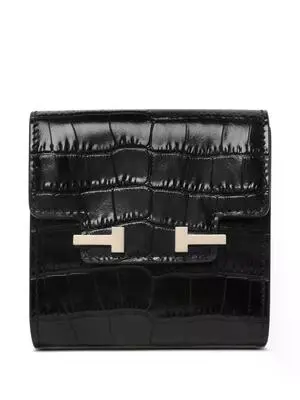 TOM FORD T-logo Croc-effect Leather Wallet - Black
