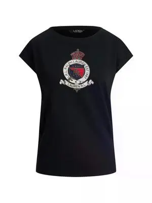 Ralph Lauren Crest-patch Cap-sleeve T-shirt - Black