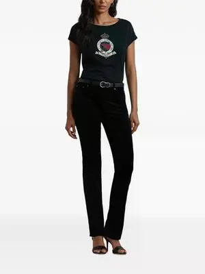Ralph Lauren Crest-patch Cap-sleeve T-shirt - Black