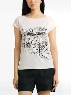 Ralph Lauren Graphic-print Boat-neck T-shirt - Pink