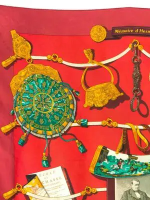 Hermès 1997 Printed Silk Scarf - Red