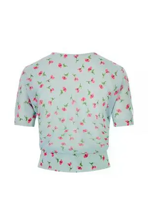 JIL SANDER Floral-print Short-sleeve T-shirt - Blue