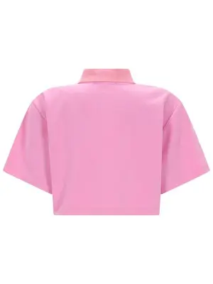 MSGM Polo Crop With Logo - Pink