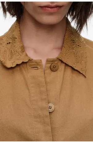 Bimba Y Lola Embroidered Cotton-linen Blend Jacket - Camel