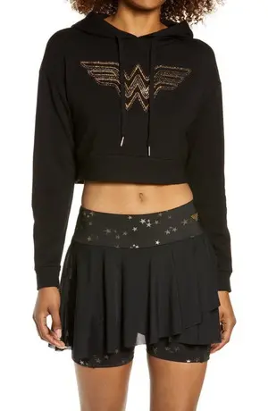 ELEVEN BY VENUS WILLIAMS Member Crop Tennis Hoodie - Black