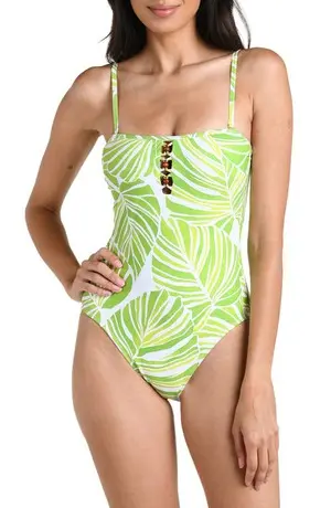 La Blanca Beaded Bandeau One-piece Swimsuit - Apple