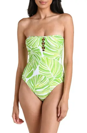 La Blanca Beaded Bandeau One-piece Swimsuit