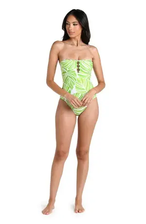 La Blanca Beaded Bandeau One-piece Swimsuit