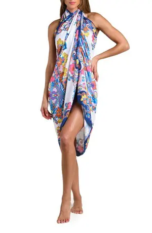 SUNSHINE 79 Butterfly Tropical Print Cover-up Sarong - White Multi