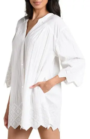 La Blanca Crinkle Collective Cover-up Shirtdress - White