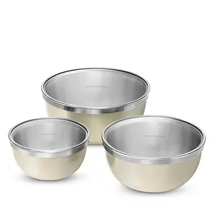 CARAWAY 3 Piece Mixing Bowl And Lid Set - Cream