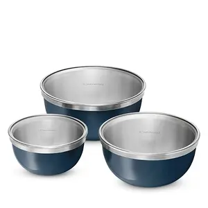 CARAWAY 3 Piece Mixing Bowl And Lid Set - Navy