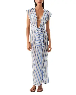 VIX PAULA HERMANNY Sasha Stripe Long Swim Cover Up Maarten
