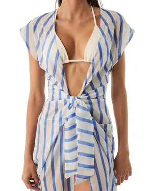 VIX PAULA HERMANNY Sasha Stripe Long Swim Cover Up