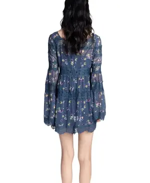 Anna Sui Night Blooming Chiffon Mini Dress
