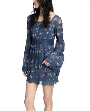 Anna Sui Night Blooming Chiffon Mini Dress