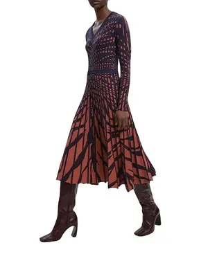Karen Millen Jacquard Knit Midi Dress - Brown