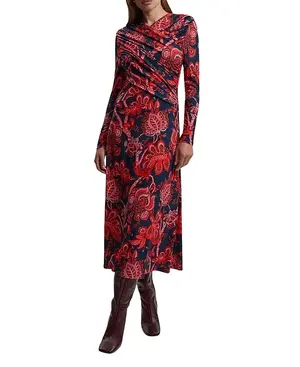 Karen Millen Paisley Jersey Crepe Twist Maxi Dress - Red