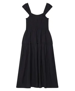 Mint Velvet Cotton Blend Textured Midi Dress - Black