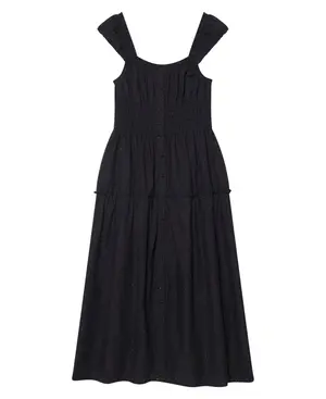 Mint Velvet Cotton Blend Textured Midi Dress - Black