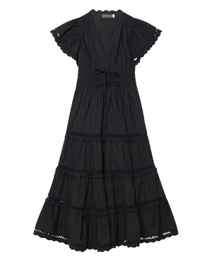 Mint Velvet Cotton Ruffle Maxi Dress - Black