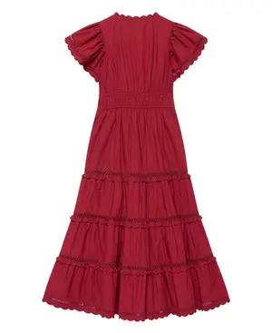 Mint Velvet Cotton Ruffle Maxi Dress - Red