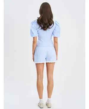 MISS CIRCLE NEW YORK Gingham Bowtie Top - Blue