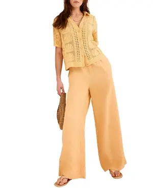 Mint Velvet Cotton-blend Crochet Shirt - Yellow
